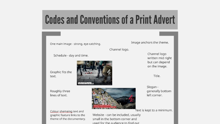 Codes and Conventions of a Print Advert by amy battison