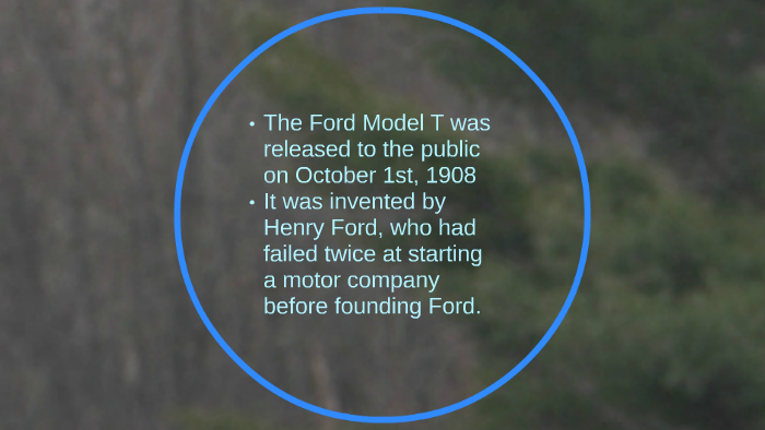 The Ford Model T was released to the public on October 1st, by Carl ...