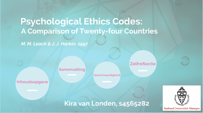 Psychological Ethics Codes: A Comparison of Twenty-four Countries by Kira van Londen on Prezi