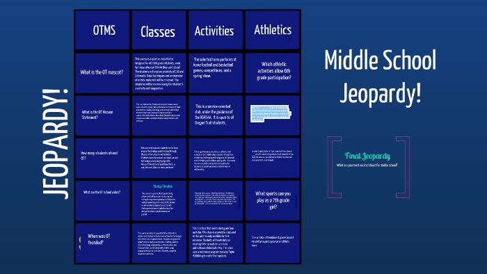 Middle School Jeopardy by Jessica Dahmer on Prezi