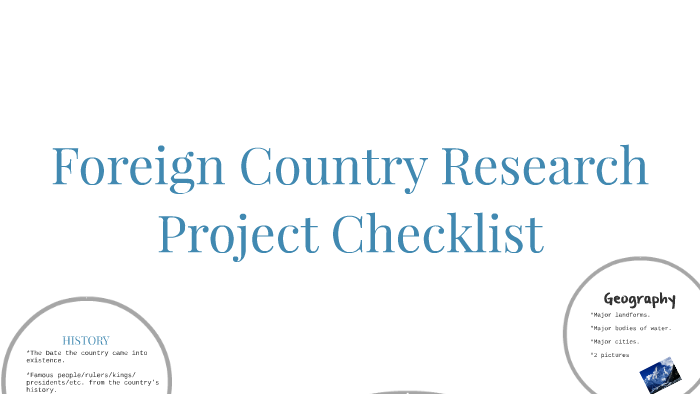 Foreign Country Research Project Checklist by Josh Drozdowski on Prezi