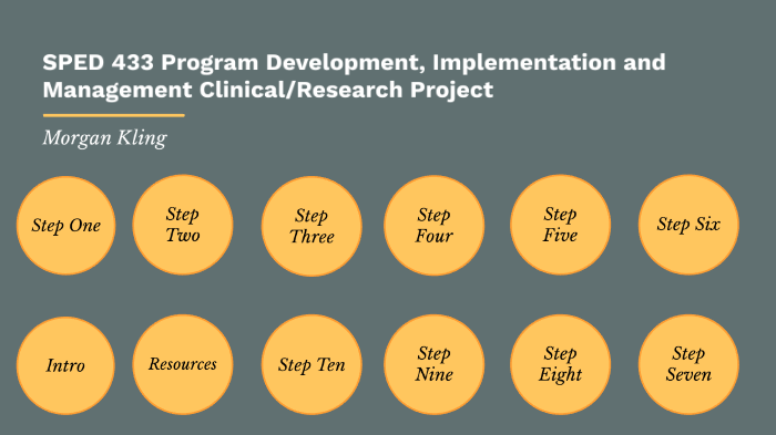 SPED 433 Program Development, Implementation and Management Clinical/Research Project by Morgan ...