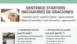 SENTENCE STARTERS - INICIADORES DE ORACIONES by Natalie Saavedra on ...