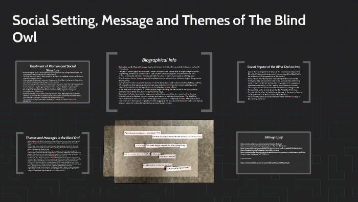 Social Setting, Message and Themes of The Blind Owl by Cyrus Haines on ...