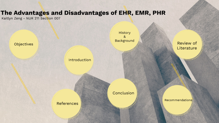 The Advantages and Disadvantages of EHR, EMR, PHR by Kaitlyn Zeng on Prezi