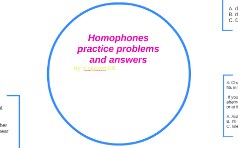 Homophones practice problems and answers by Manmeet Gill
