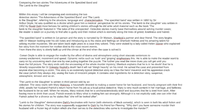 Comparing the two stories The Adventures of the Speckled Ban by AJ OB ...