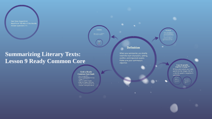 Summarizing Literary Texts: Lesson 9 Ready Common Core by Molly Rickard ...