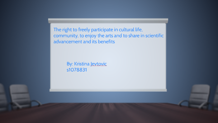 The right to freely participate in cultural life, community by Elena ...