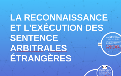 LA RECONNAISSANCE ET L'EXÉCUTION DES SENTENCE ARBITRALES ÉTR by Rebecca ...