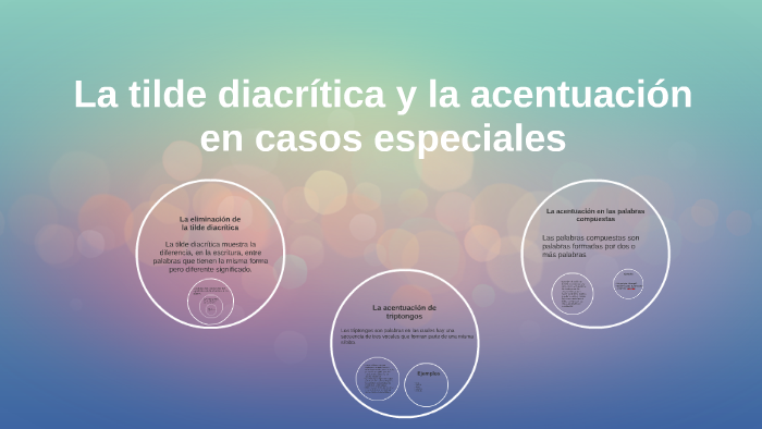 La tilde diacrítica y la acentuación en casos especiales by Gabriela ...