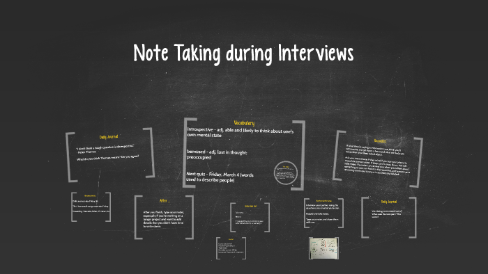 Note Taking during Interviews by Jillian Harkins