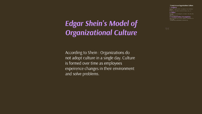 Edgar Shein's Model of Organizational Culture by Stephanie Jackson on Prezi