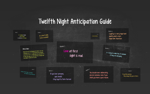 Twelfth Night Anticipation Guide by l Kesilman on Prezi