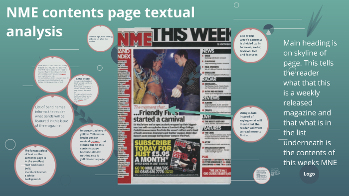 NME contents page textual analysis by Herbert Lewis on Prezi