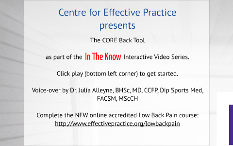In The Know: The CORE Back Tool by Centre for Effective Practice (CEP ...
