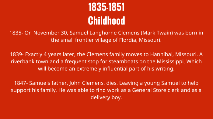 Timeline of Mark Twain by Mark West on Prezi