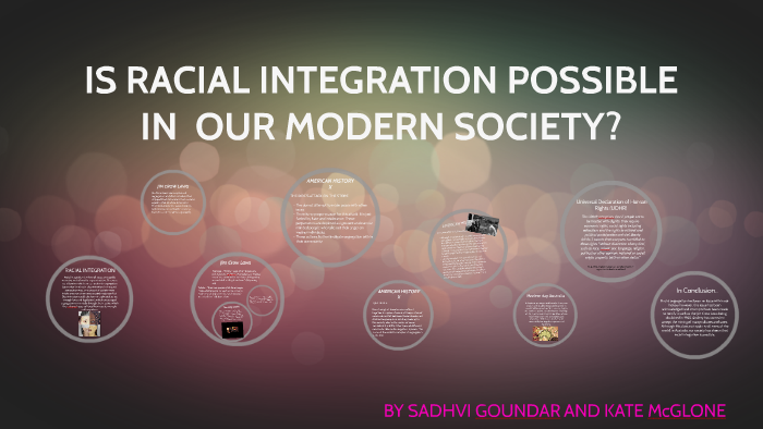 IS RACIAL INTEGRATION POSSIBLE IN OUR MODERN SOCIETY? by Sadhvi Goundar ...
