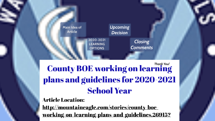 County BOE working on learning plans and guidelines by Amy Lockhart on ...