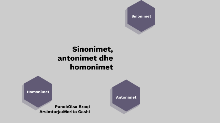 Sinonimet,Antonimet dhe Homonimet by Olsa Broqi on Prezi