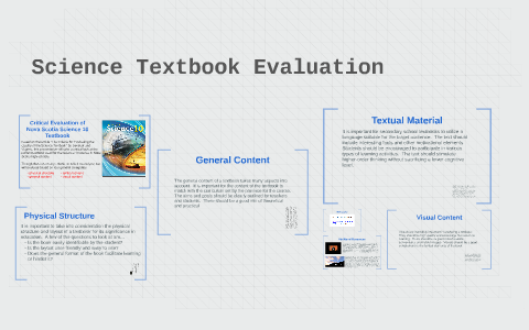 Science Textbook Evaluation by jody gurholt on Prezi