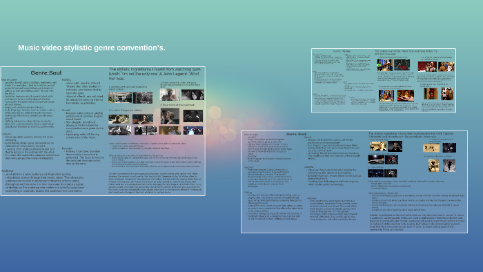 Music video stylistic genre convention's. by Aisha Shee on Prezi
