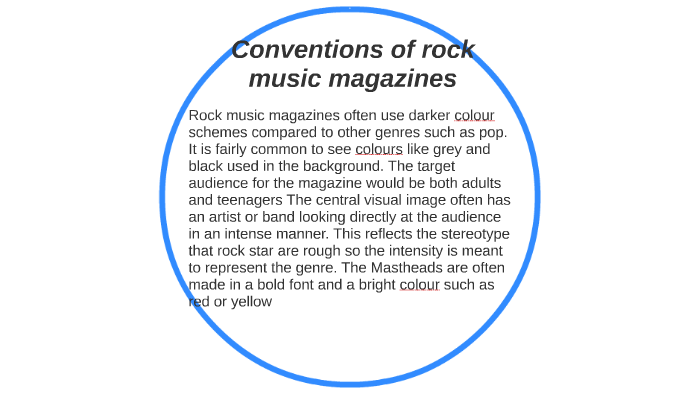Conventions of rock music magazines by Alexander Richardson on Prezi