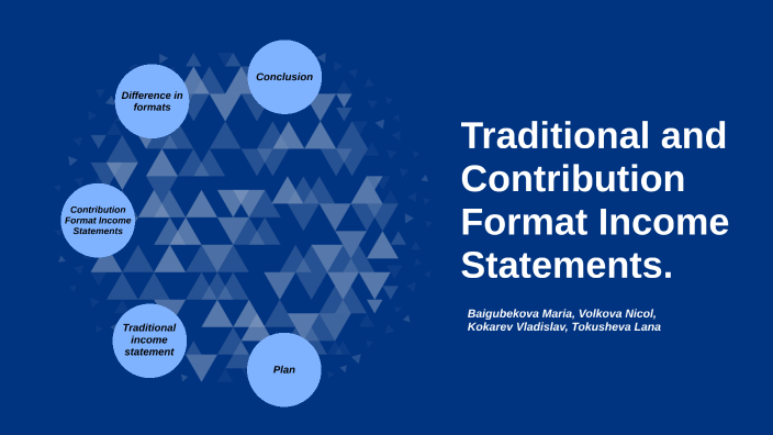 Traditional and Contribution Format Income Statements. by Lana ...