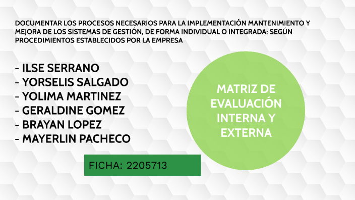 MATRIZ DE EVALUACION INTERNA Y EXTERNA by Maye pacheco on Prezi