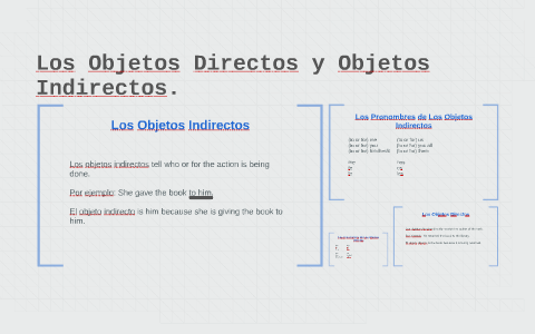 Los objetos directos y objetos indirectos. by Caleb Huggins on Prezi
