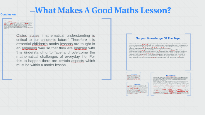 What Makes A Good Maths Lesson? by on Prezi