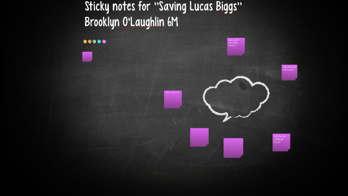 Sticky notes for ''Saving Lucas Biggs'' by
