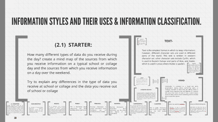 INFORMATION STYLES AND THEIR USES & INFORMATION CLASSIFICATI by saira ...