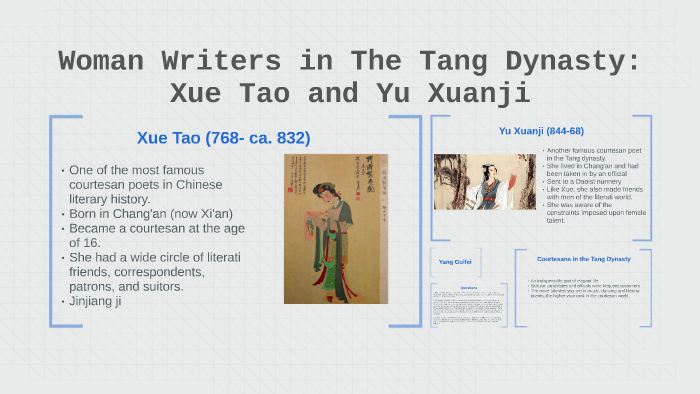 Woman Writers in the Tang Dynasty: Xue Tao and Yu Xuanji by Christina ...