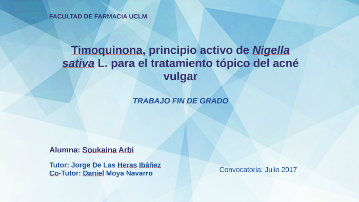 Timoquinona, principio activo de Nigella sativa L. para el t by ...