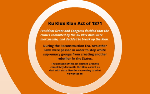 Ku Klux Klan Act of 1871 and the Civil Rights Act of 1875 and the ...