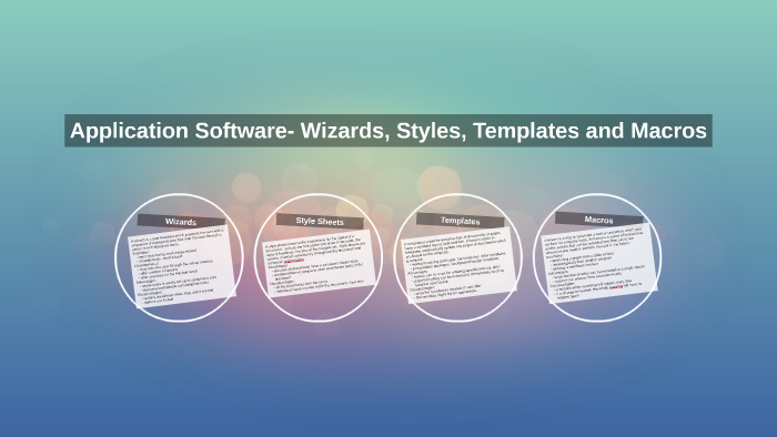 Application Software- Wizards, Styles, Templates and Macros by Laura ...