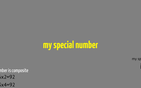 my special number by steve starks on Prezi