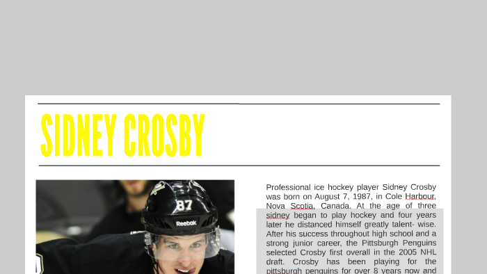 SIDNEY CROSBY by Marick Barbucci on Prezi