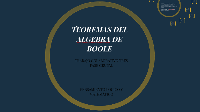 TEOREMAS DEL ALGEBRA DE BOOLE by Jose Pombo on Prezi
