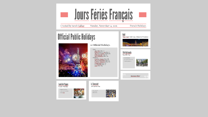 Jours fériés Français by Sarah Vallier