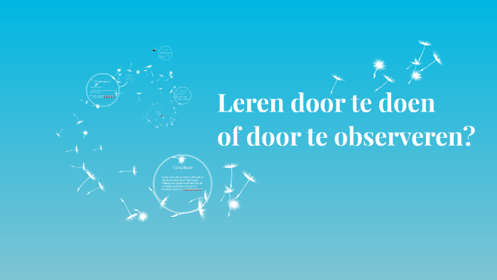 Leren door te doen of door te observeren? by Jessica Hodel on Prezi