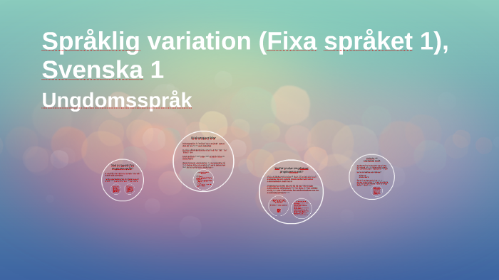 Språklig variation (Fixa språket 1), Svenska 1 Ungdomsspråk by Sofie ...