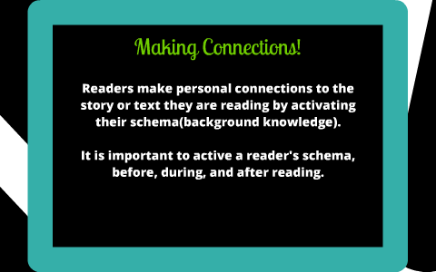 Making Connections! Readers use their schema(background knowledge) to ...