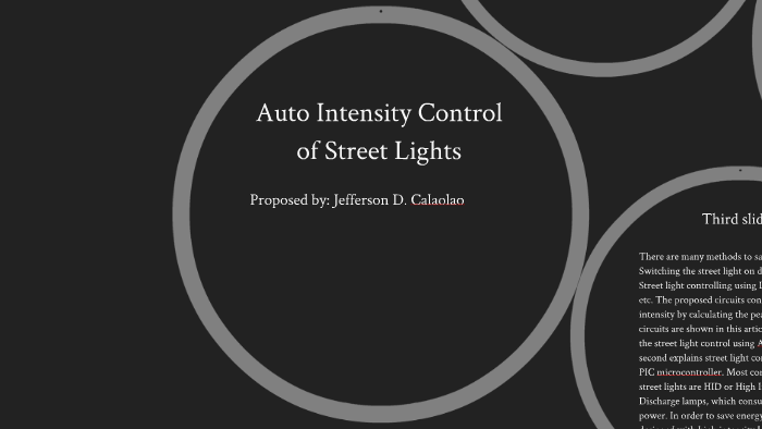Auto Intensity Control of Street Lights by Jefferson D. Calaolao on Prezi